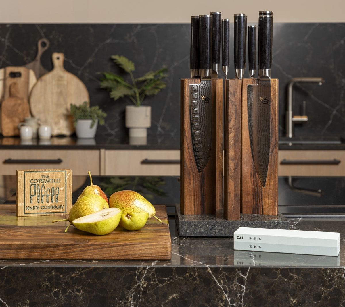 Kai Shun Classic 12-Piece Knife Block Set - Walnut Block & Whetstone ...