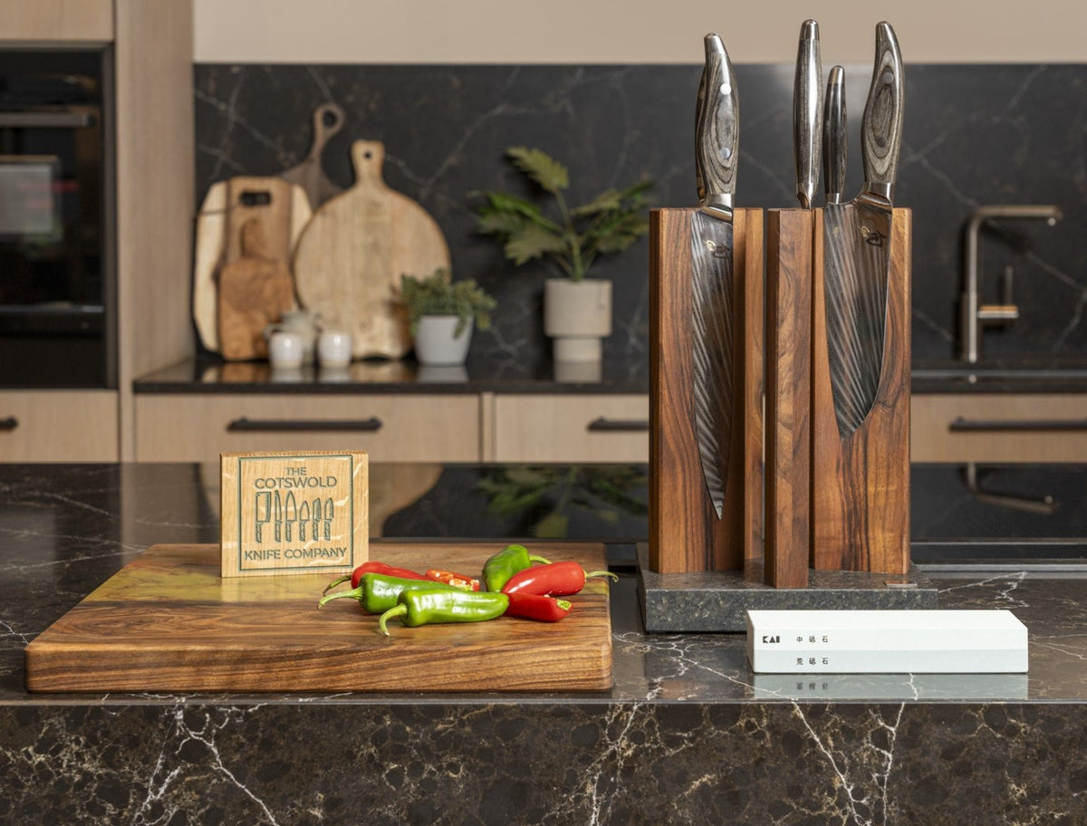 Kai Shun Nagare 5 Knife, Walnut Block and Whetstone Set – The Cotswold ...