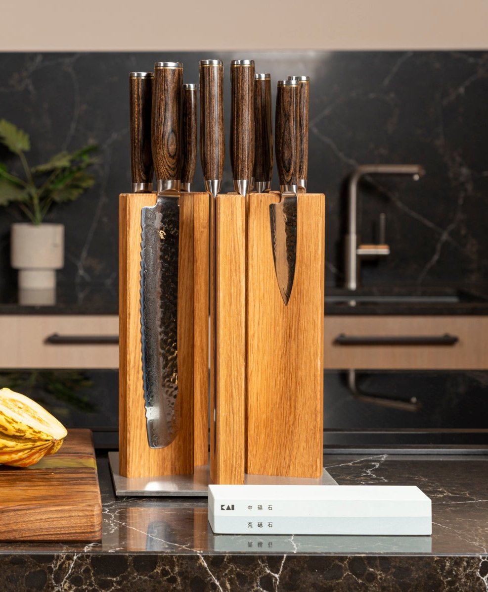 Kai Shun Premier 12-Piece Knife Oak Block Set with Whetstone – The ...