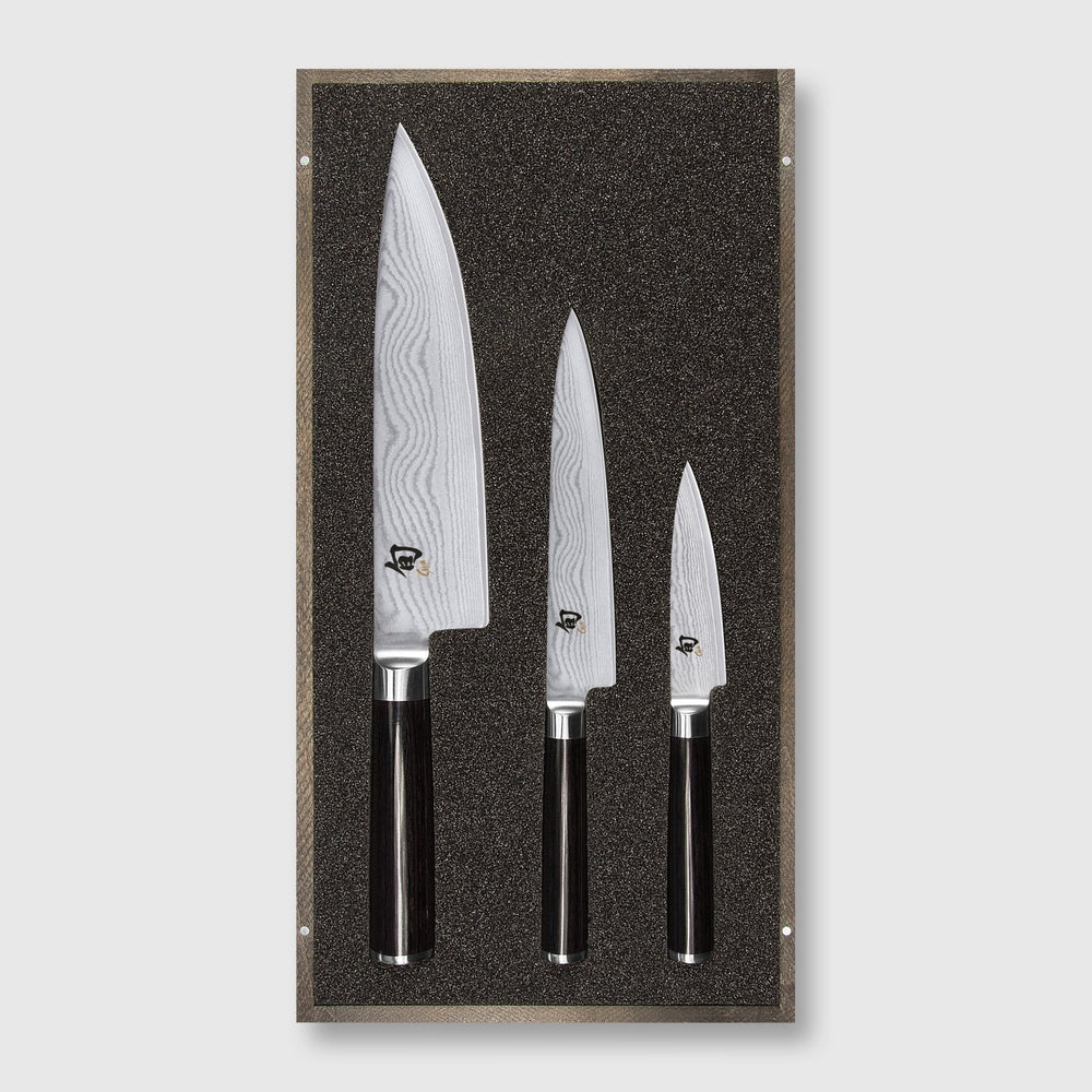 KAI Shun 3 Piece Knife Set - Chef Knife & Utility Knife & Paring Knife ...